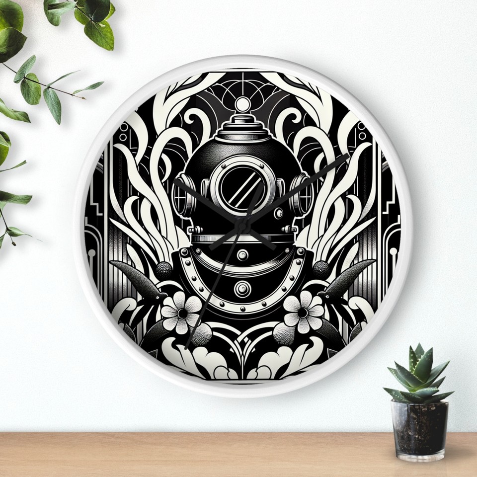 Home Decor Wall Clock Vintage Diving Helmet Art Deco Ocean Nautical ...
