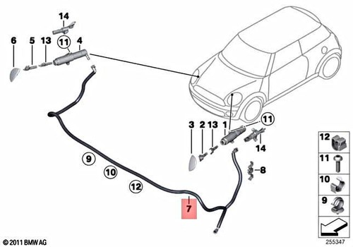 Genuine BMW R55 R55N R56 R56N R57 R57N Headlight Washer Hose OEM ...