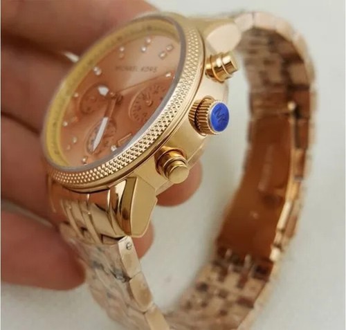 Michael Kors MK6077 Ritz Rose Gold Dial Stainless Steel Women's Watch ...