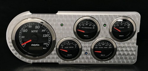 1948-1950 Ford Truck 5 Gauge GPS Dash Insert Engine Turned Black ...