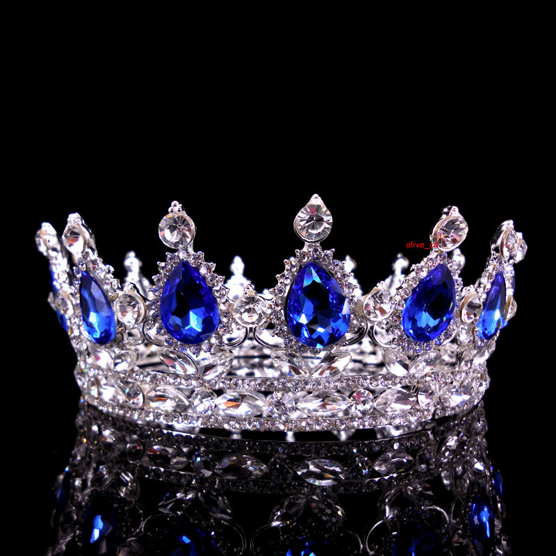 72 Styles Blue Crystal Queen Princess Tiara Crown Wedding Princess For ...