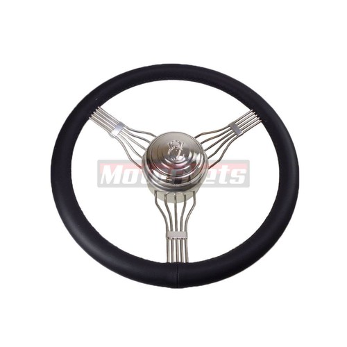 Black Full Leather Wrap Banjo Steering Wheel V8 Logo Horn Button GM ...
