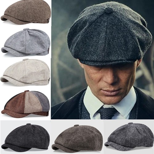 Mens Womens Hat Casual Cap Peaky Blinders Hat Tweed Newsboy Flat Boy ...