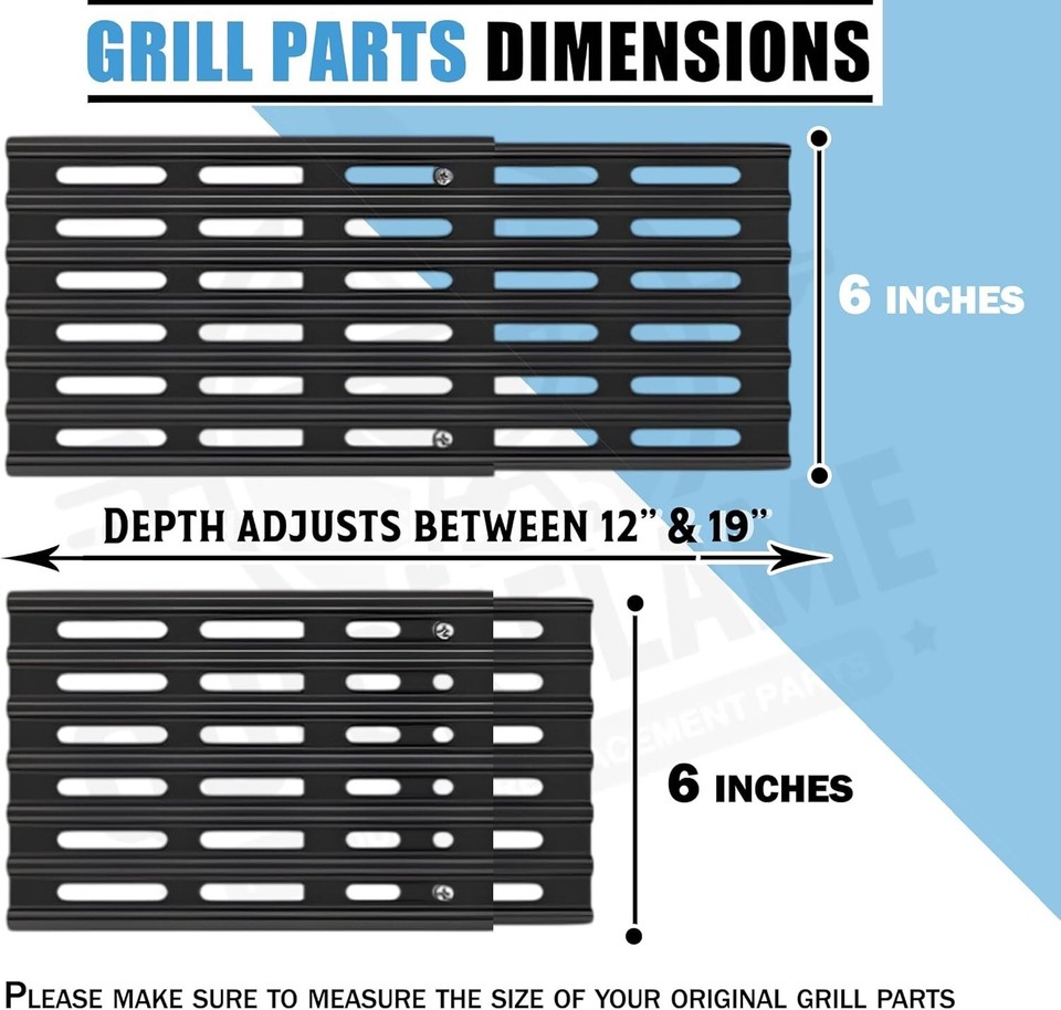4-Pack Adjustable Cooking Grates – 6" Wide Universal Replacement Grill ...