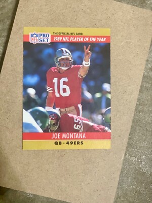 NFL Pro Set 1989 Player Of The Year Card Joe Montana #2- Throwing Yards ...