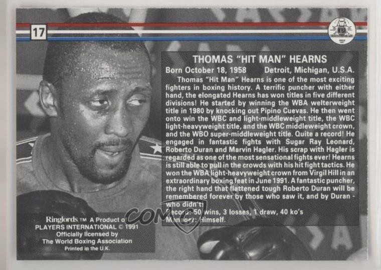 1991 Ringlords Thomas Hearns #17 | eBay