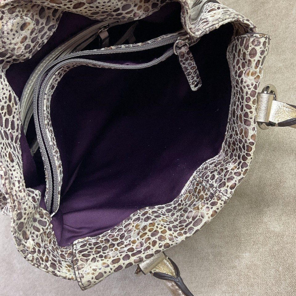 B Makowsky Handbag Shoulder Bag Snake Print Vachetta Purse Flap Satchel ...