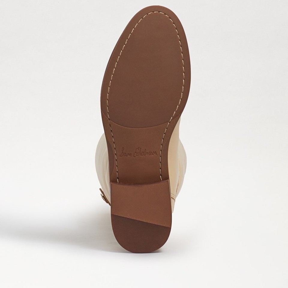 Sam Edelman Mikala Eggshell Block Heel Round Toe Zipper Leather Knee ...