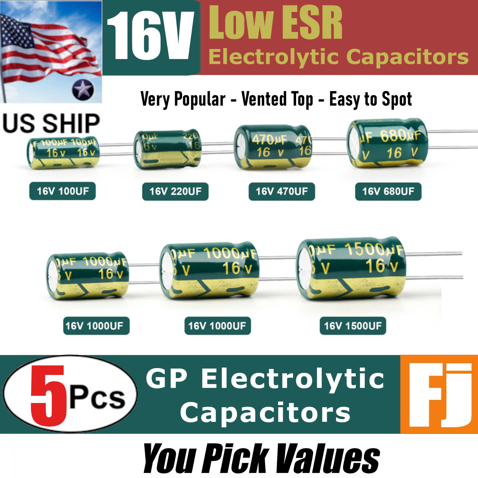5x 16V Low ESR High Frequency Electrolytic Capacitors | You Pick | US ...