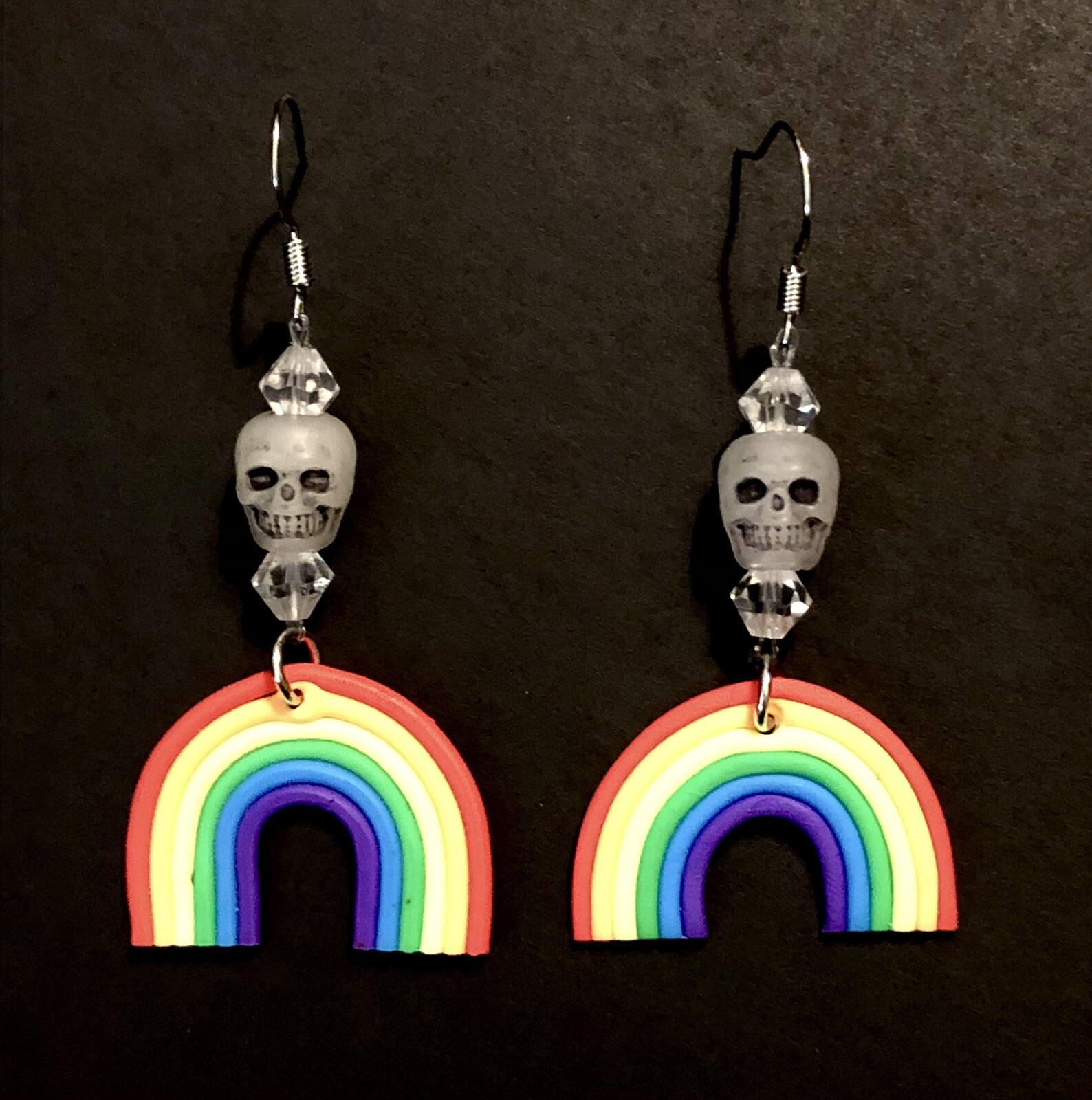 Skulls & Rainbows Dangle Earrings, Scenecore, Rave, Emo, Punk, EDM ...