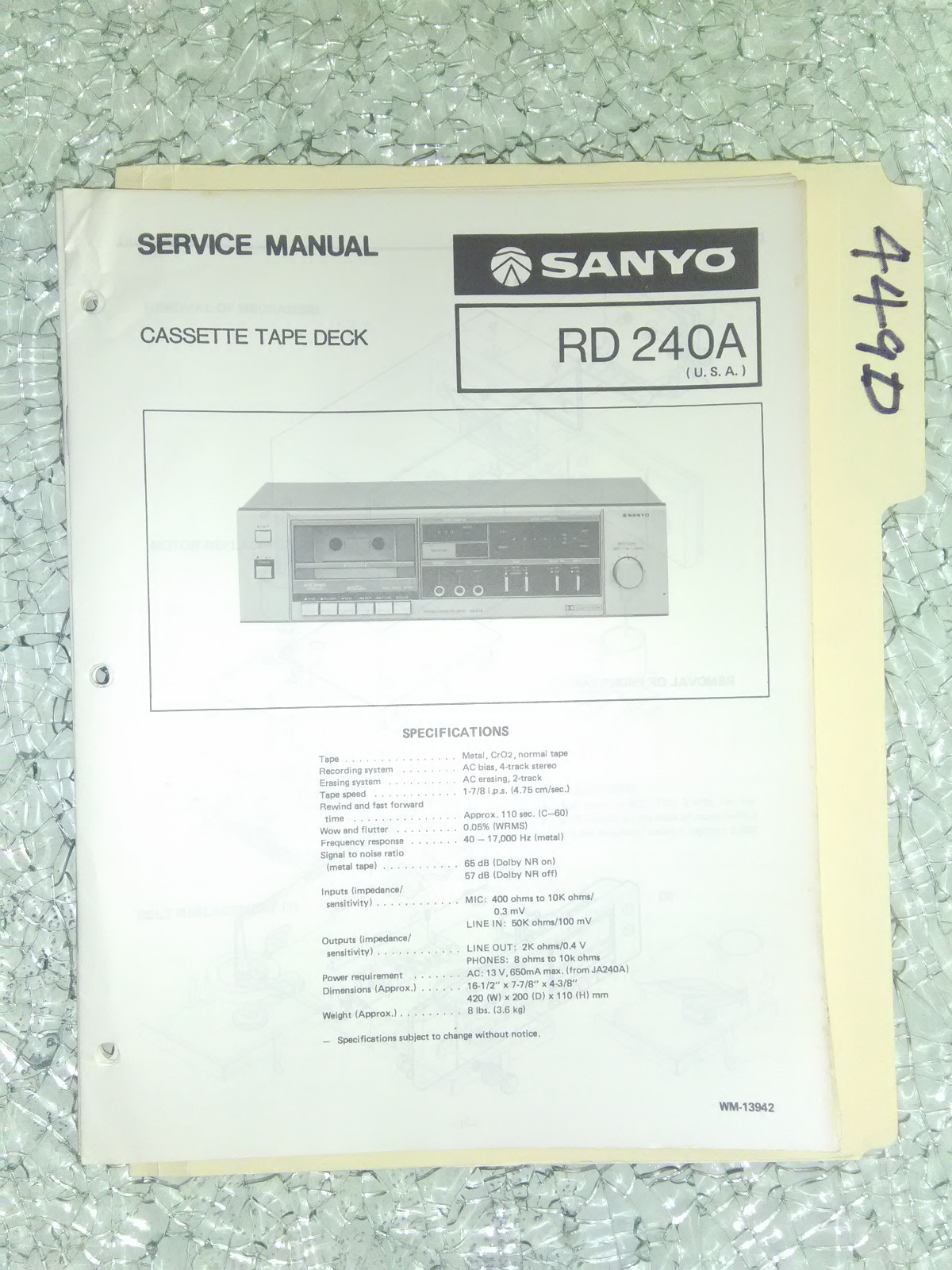 Sanyo rd-240 a service manual original repair book stereo tape deck ...