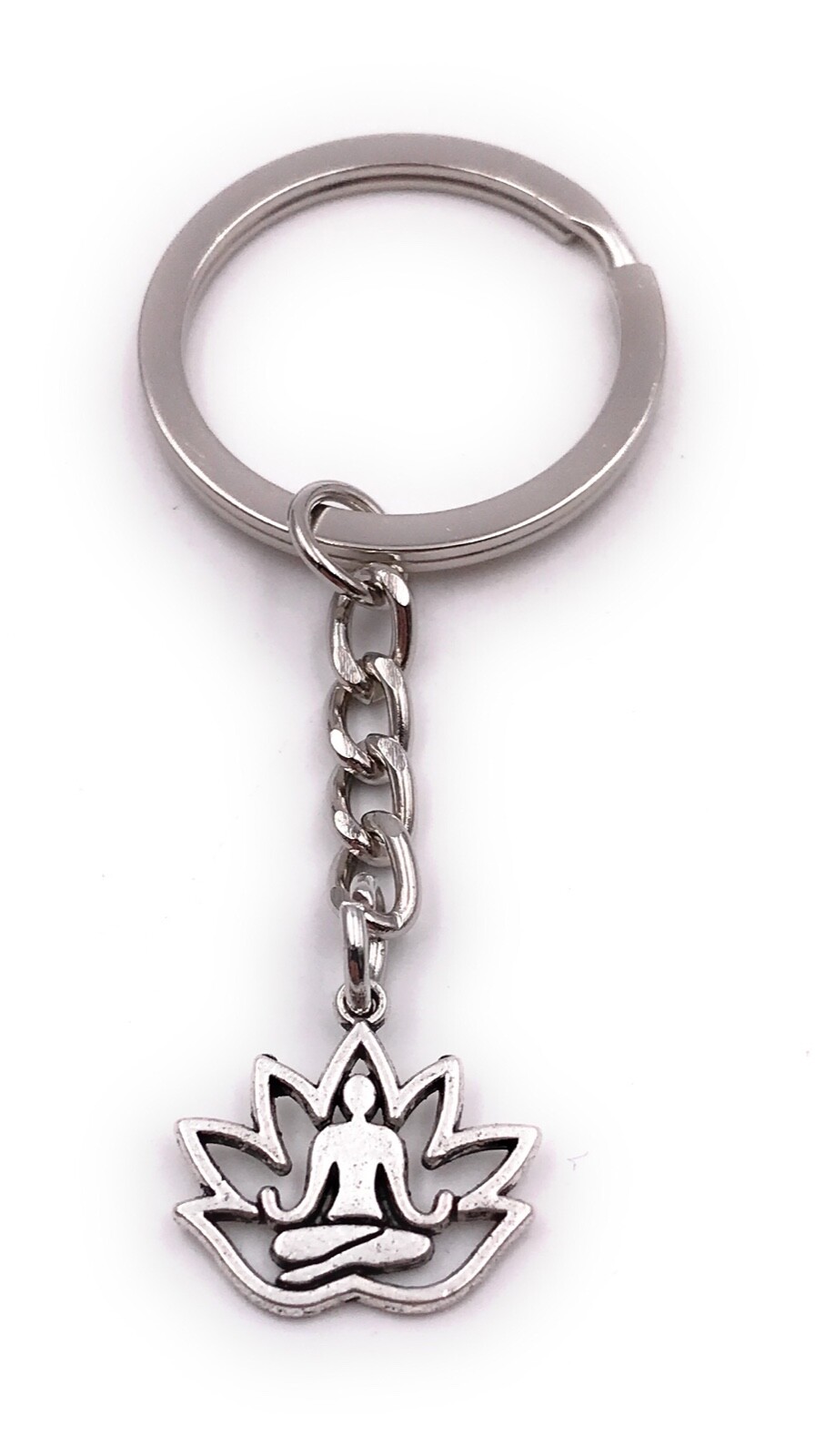 Keychain Lotus Flower Yoga Hinduism Goa Silver Pendant | eBay