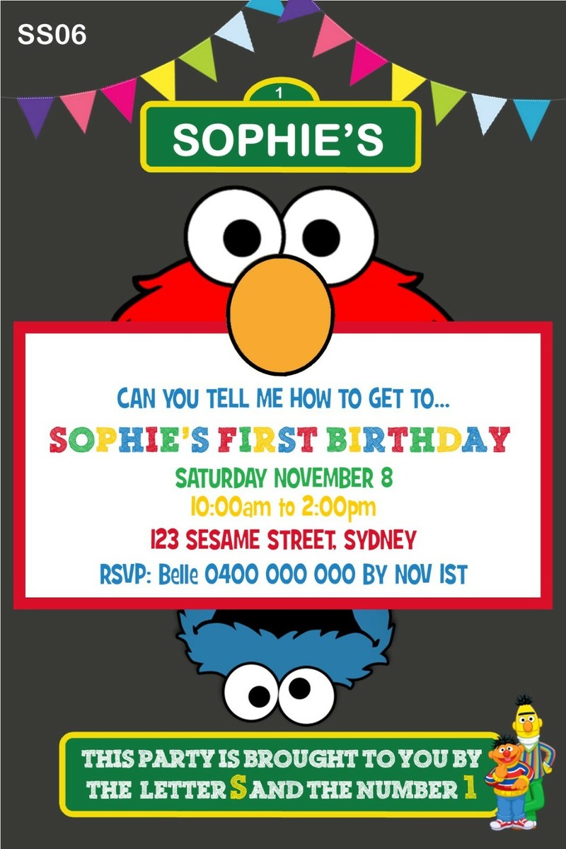Elmo Birthday Invitations Blank Sesame Street Theme Birthday Party