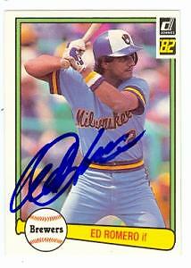 Ed Romero autographed baseball card (Milwaukee Brewers) 1982 Donruss ...