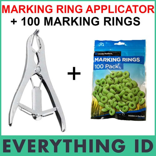 SHEEP LAMB CASTRATION APPLICATOR BANDER + 100 LEADER MARKING GREEN TAIL ...