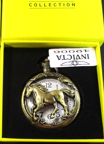 INVICTA 49006 BRONCE EQUESTRIAN HORSE VINTAGE LOOK POCKET WATCH NWT NIB ...