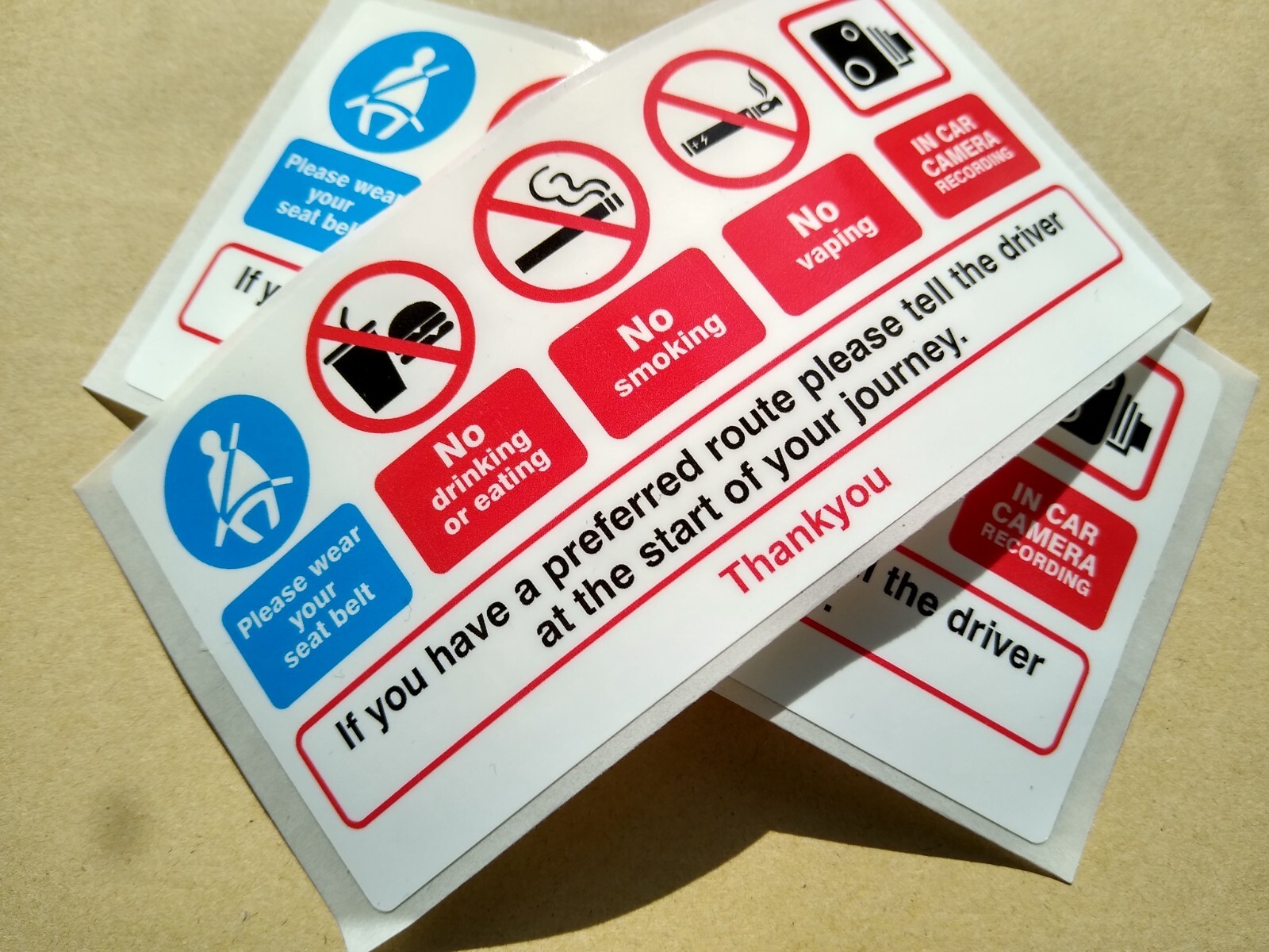 2 x Warning Stickers CCTV No Smoking Vaping Eating Taxi Stickers 120mm ...