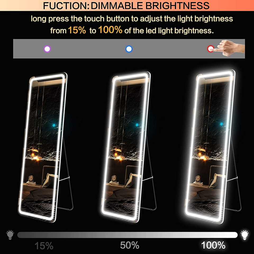 Full Length Mirror Lighted 63"X20", Body Mirror with Lights-Led Stand ...