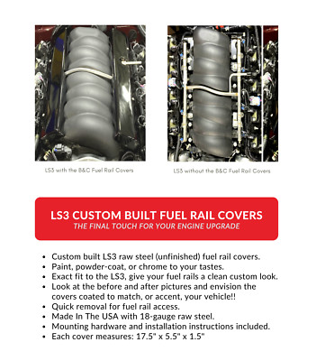 LS3 Engine Fuel Rail Covers Raw 18 Ga. Steel Set Of Two Custom Built ...