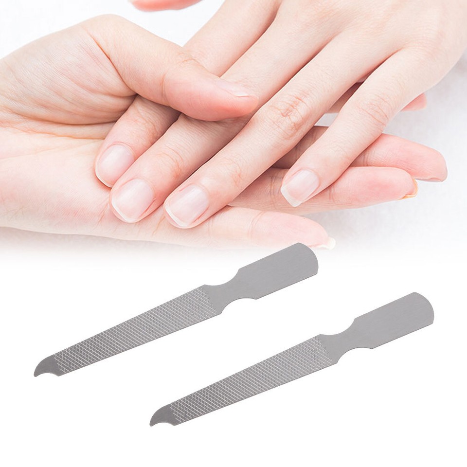 2Pcs Stainless Steel Metal Nail File Double Sided Manicure Files ...