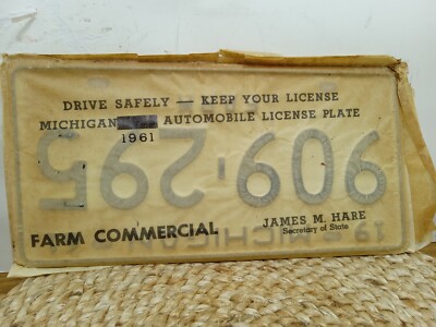 1961 Vintage Commercial Farm License Plate 2 Still In Package 2 ...