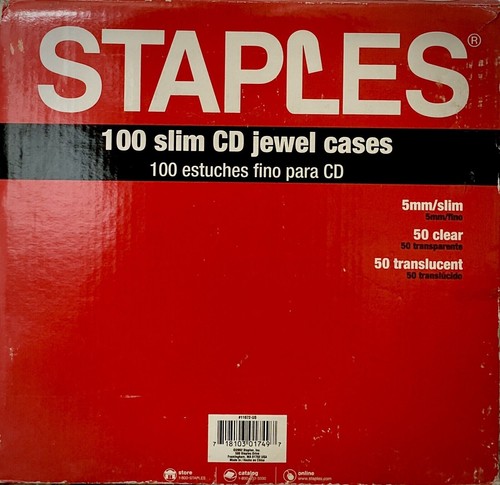 Staples Slim Jewel Cases 100 Pack CD/DVD 50 Clear/50 Assorted Color ...