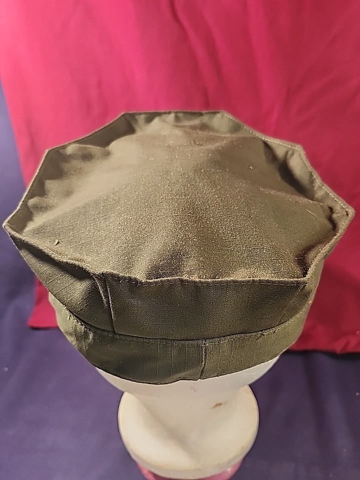 USMC OD Green 8-Point Cover - Marine Corps 1960's Sateen Utility Cap ...