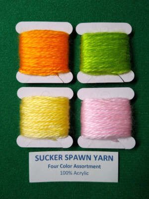 Acrylic Sucker Spawn Yarn - 12 yds - Four Color Assortment - Fly Tying ...