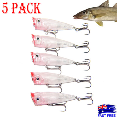 5x FISHING LURES HARDBODY 50MM WHITING POPPER BREAM FLATHEAD POPPERS ...