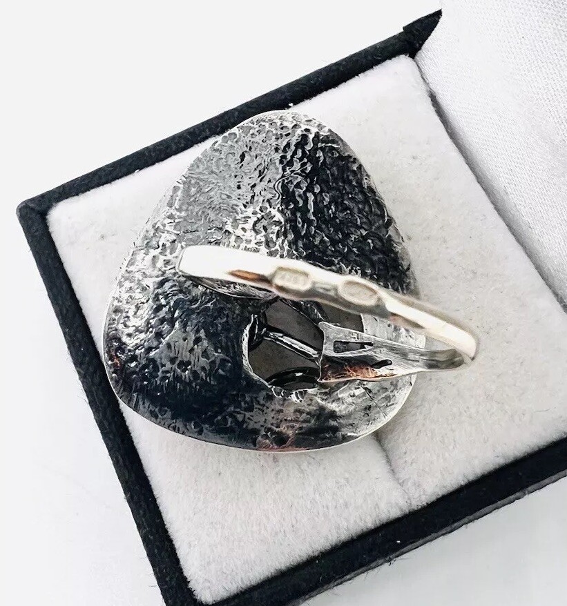 Large Sterling Silver & Black Pearl Jacaranda Tree Ring 10.7gm Sz 8.5 ...