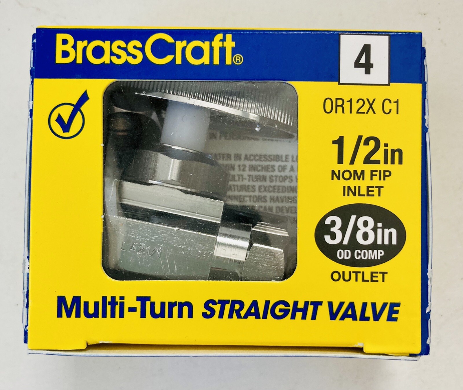 Brasscraft Straight Valve 1/2" Fip Inlet x 3/8" Comp Outlet OR12X C1, 2 ...