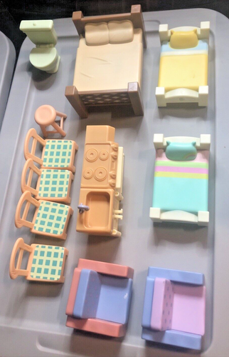 Ludo Studios Moose Doll Furniture Lot Of 12 Beds Stool Toilet Chairs ...