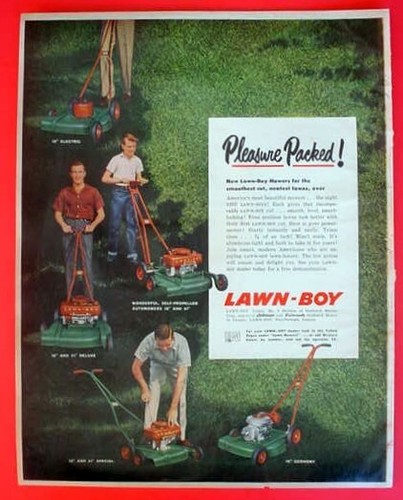 Vintage 1957 Lawn Boy 18 21 gas electric Lawn mower 5 models Color ...