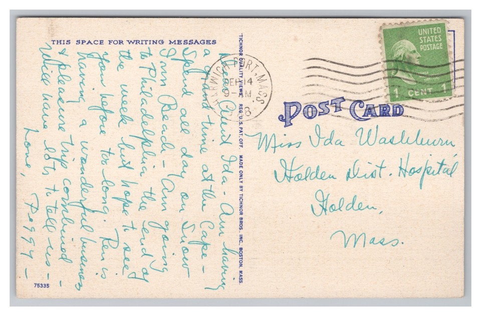 Harwichport Cape Cod Massachusetts Snow Inn Exterior Linen Vintage ...