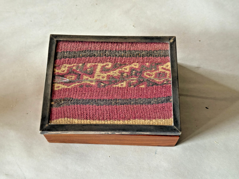 Vintage Sterling Silver Trimmed Ancient Peruvian Inca Textile Trinket ...