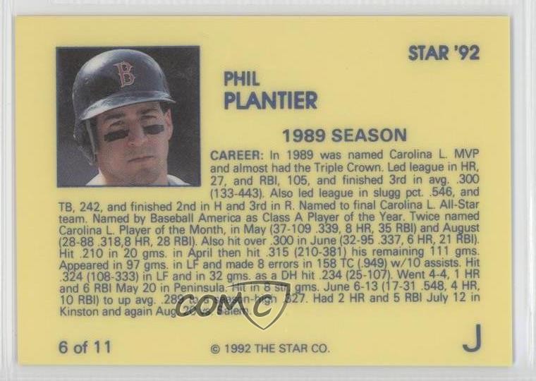 1992 Star Phil Plantier Phil Plantier 1989 Season #6 | eBay