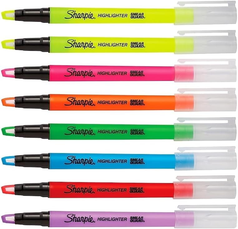Sharpie Clear View Highlighters 8 Count Chisel Tip Assorted Fluorescent ...