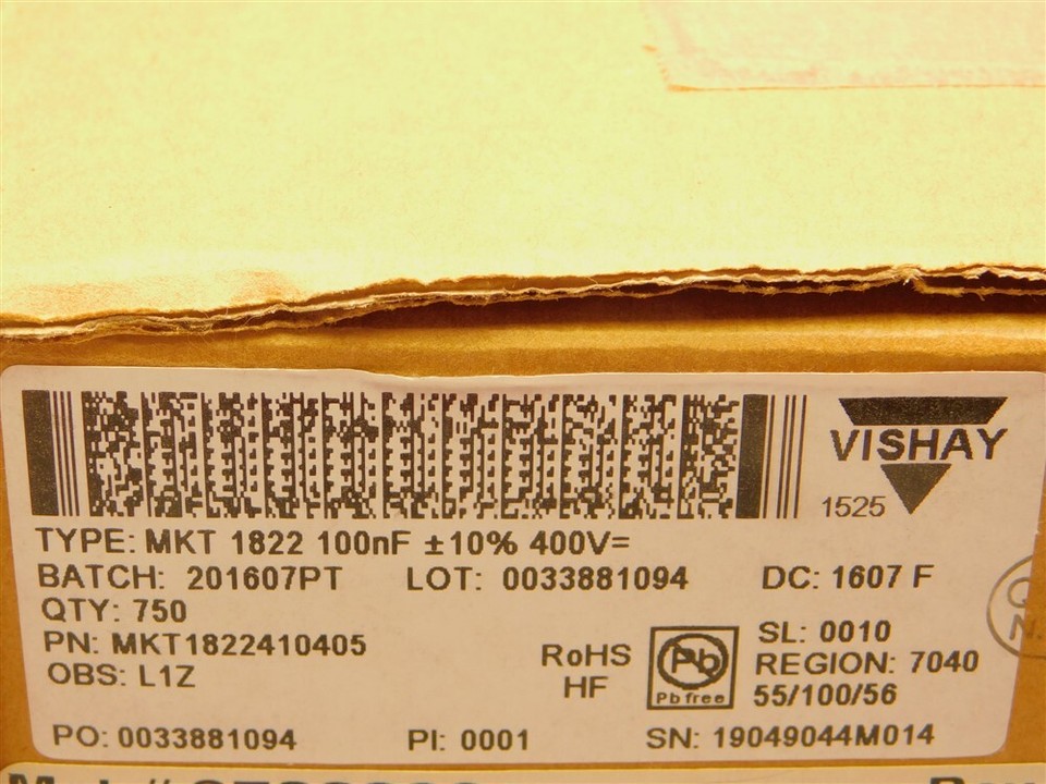 20 Vishay Roederstein MKT1822410405 100nF 400V 10% Polyester Film Box ...