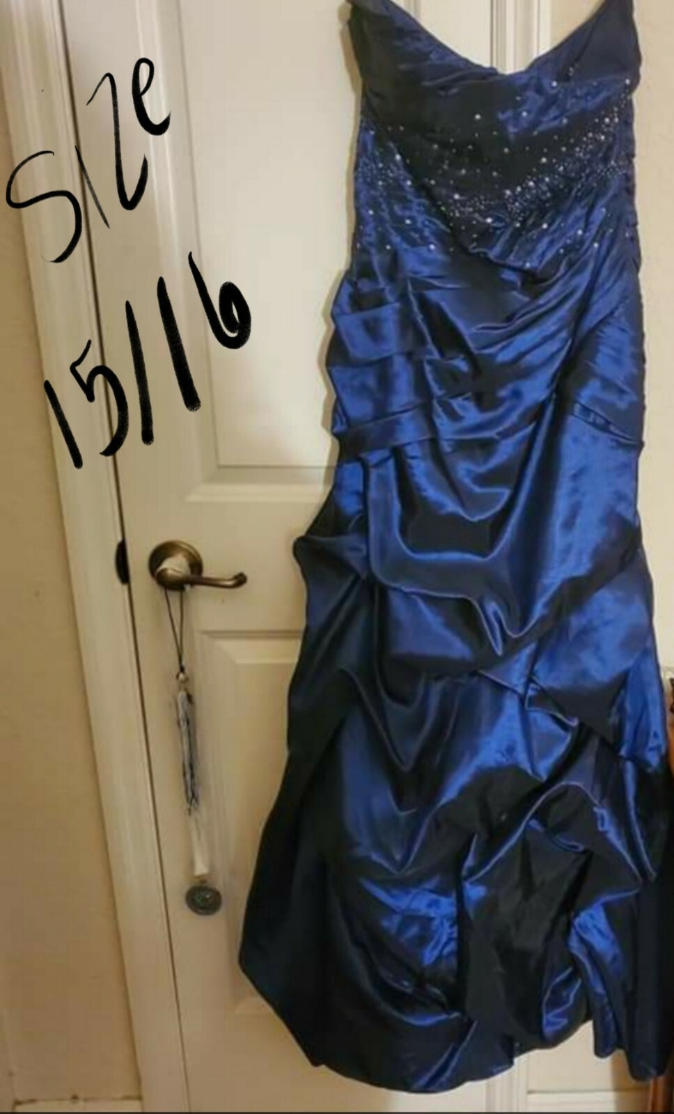 Royal blue long ballgown dress w/diamond detail at th… - Gem