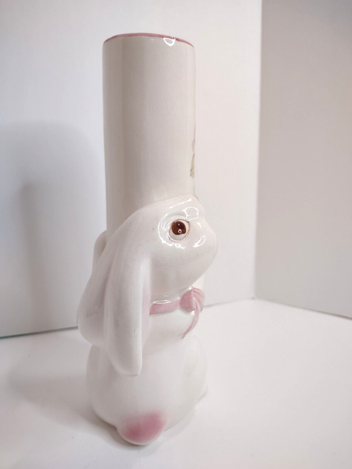 Vintage Ceramic Weiss Easter Bunny Rabbit Bud Vase 1987 Hand Painted ...