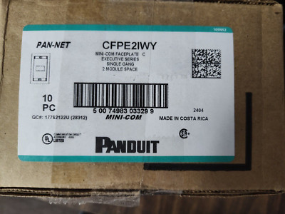 QTY 10 PANDUIT CFPE2IWY MINI-COM FACEPLATE SINGLE GANG 2 MODULE SPACE ...
