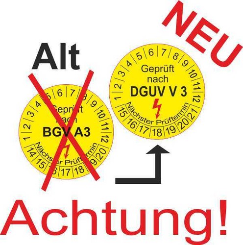 Prüfplaketten Geprüft nach BGV A3 NEU = DGUV V 3 Ø: 20mm 500 Stück 5061 ...
