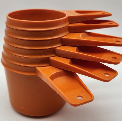 Set of 6 Vintage Tupperware Measuring Cups Orange Stacking 1/4-1 Cup | eBay