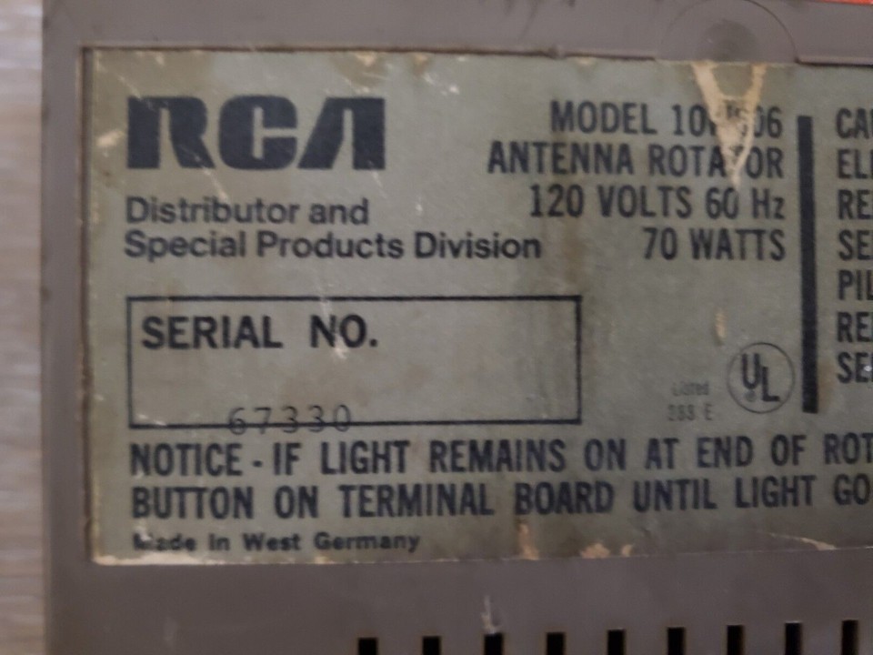 RCA Automatic Selecta-Channel 10W606 Vintage Antenna Rotator Control ...