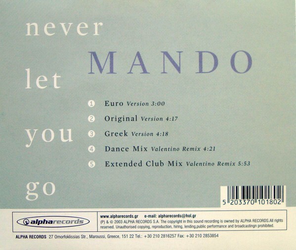 Manto Mando - Never Let You Go / Greek Music CD Single 2003 NM ...