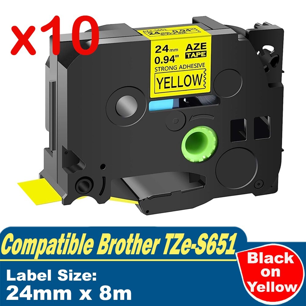 10x Compatible Strong Adhesive Label Tape for Brother TZe-S651 PT-2700 ...