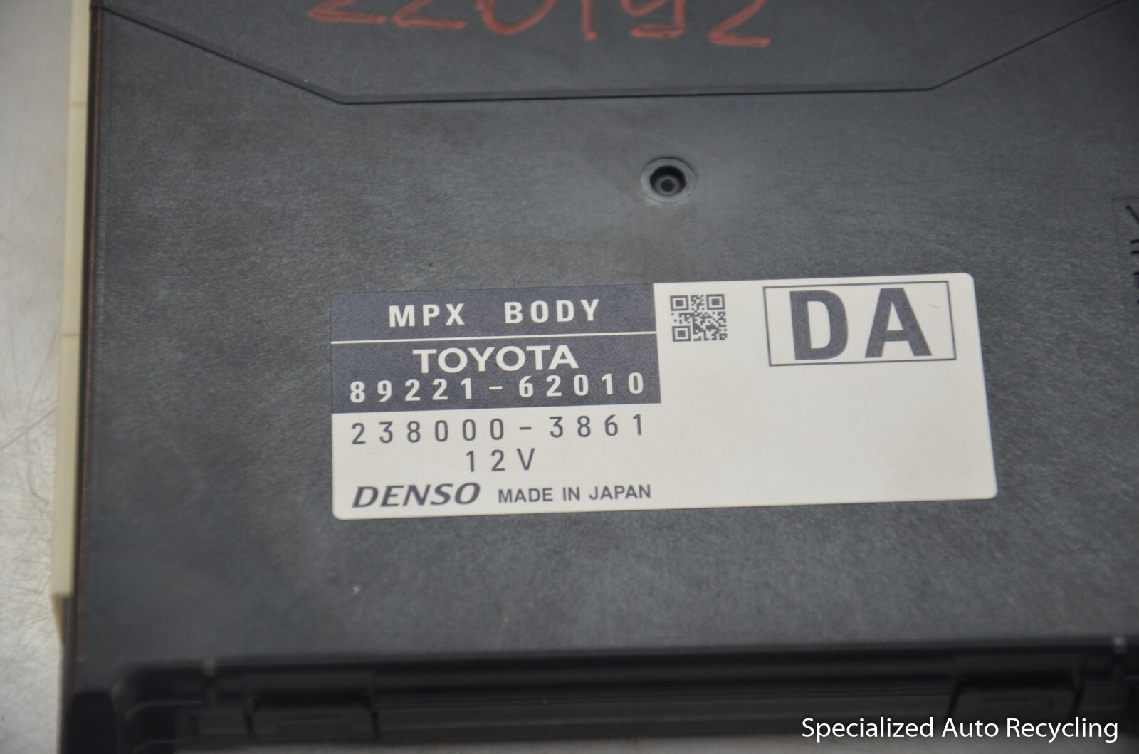 2018 TOYOTA MIRAI Chassis Multiplex Network Body Cont Mod 89221-62010 ...