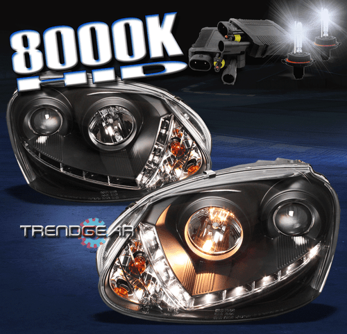 2006-2009 VW GOLF GTI R32 JETTA RABBIT DRL LED BLACK PROJECTOR ...