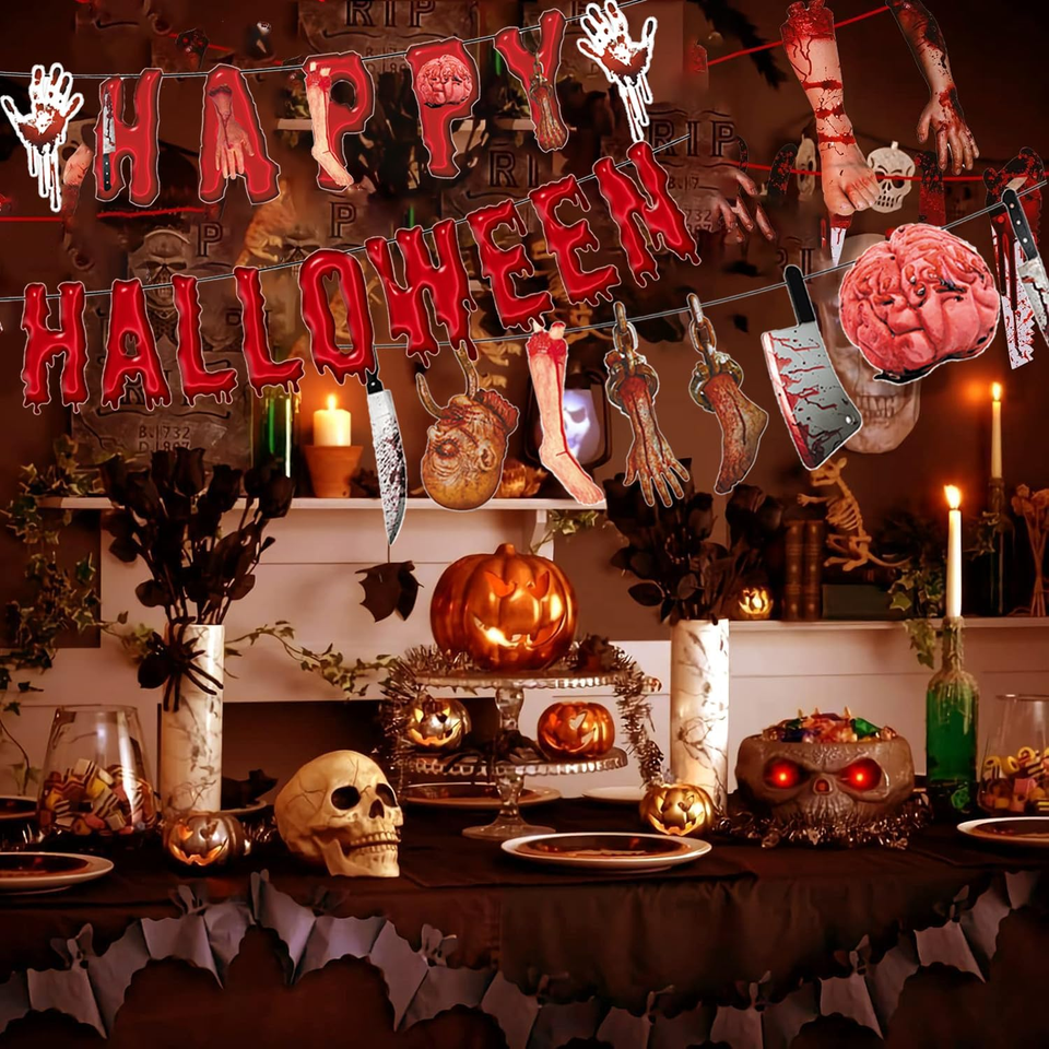 Horror Scary Themed Halloween Banner Halloween Props Fake Severed Hand ...