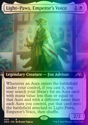 MTG Light-Paws, Emperor's Voice (439/606) Kamigawa Neon Dynasty LP FOIL ...
